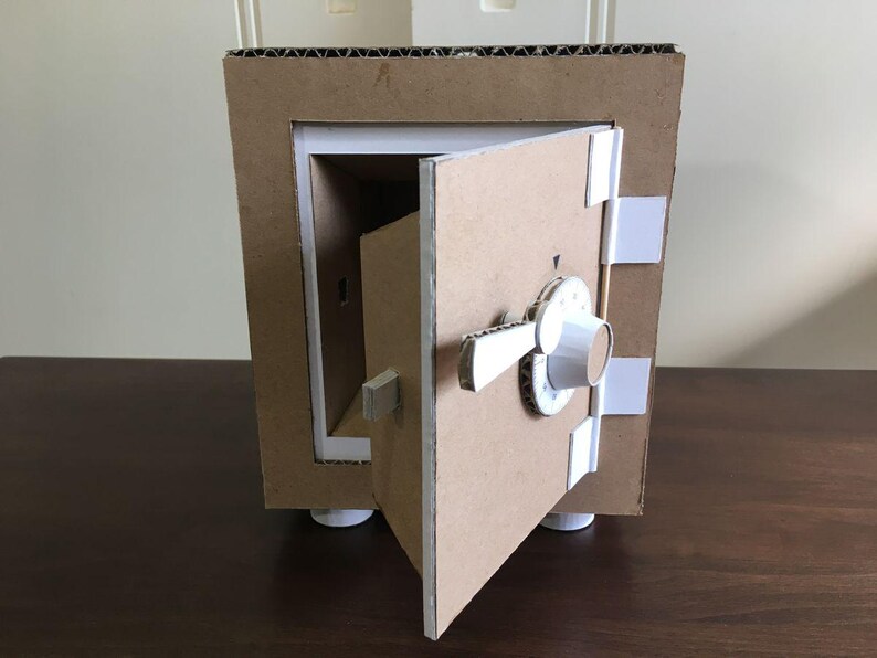 Cardboard Safe || PDF Printable Pattern Corrugated Paper Lockable ...