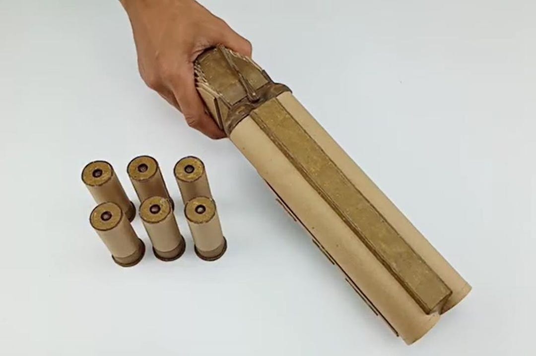 DIY Cardboard Launchable Double Barrel Shotgun Origami Template ...