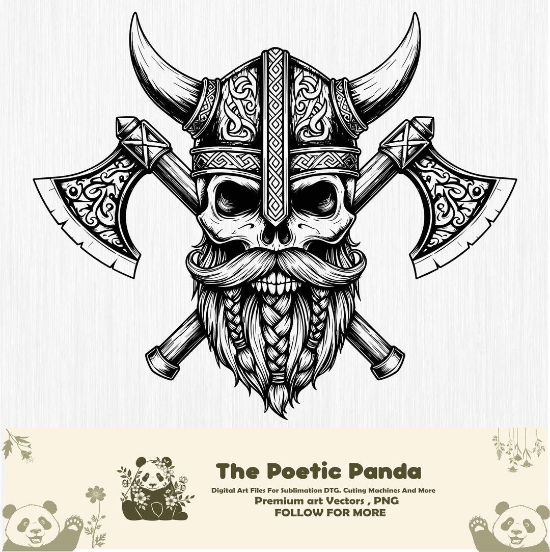 Viking Skull Vector Illustration, Skull Svg, Skull Png, Viking Clipart ...