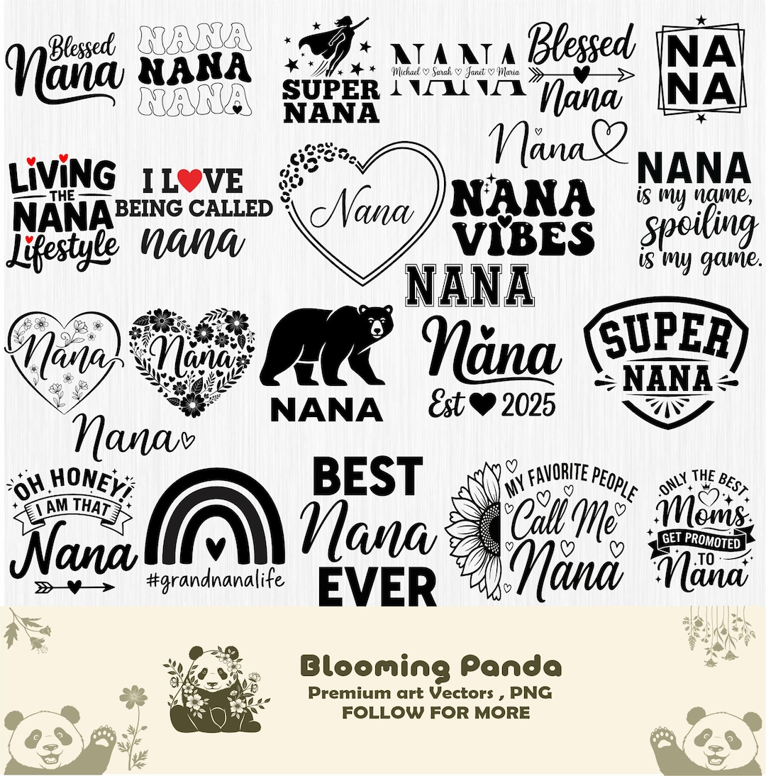 Nana Svg Bundle, Best Nana Ever Svg, Grandparents Svg, Nana Bear Svg ...