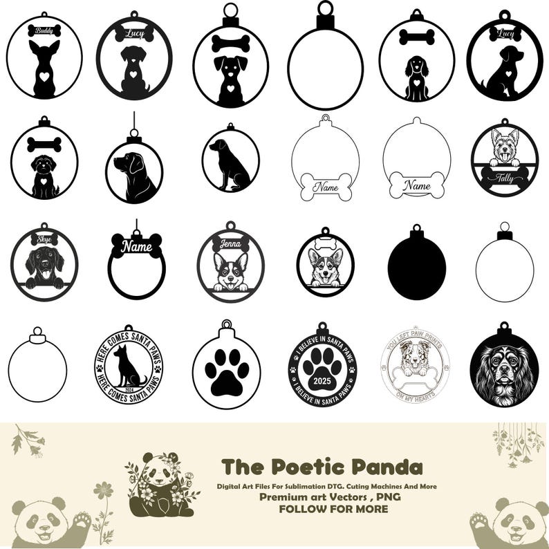 Dog Breed Ornament SVG Bundle: Laser Cut Christmas Decor (digital ...
