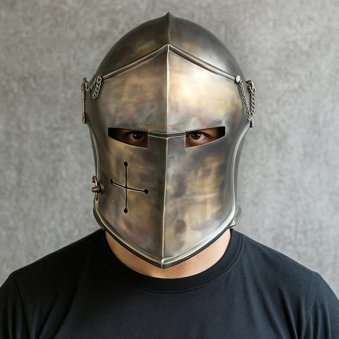 Cosplay Barbuta Knight Helmet – Full Steel Italian-style Armor Headgear ...