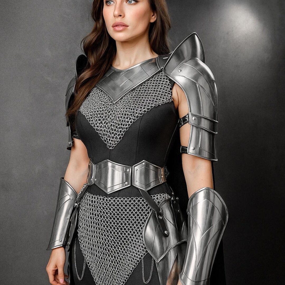 Lady Knight’s Steel Armor Set — Cuirass & Chainmail Battle Costume for ...