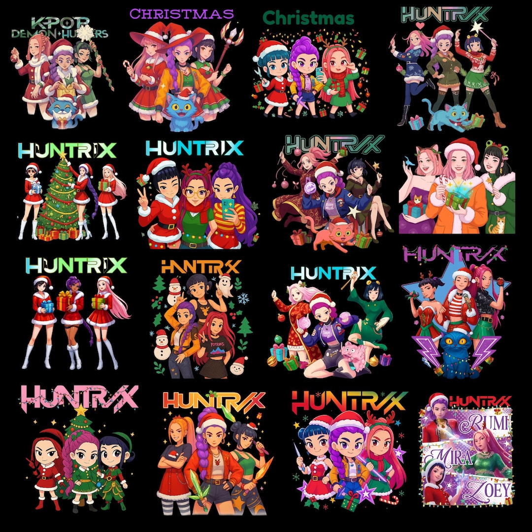 20+ Huntrix Christmas PNG, Kpop Demon Hunters Xmas Bundle, Saja Boys ...