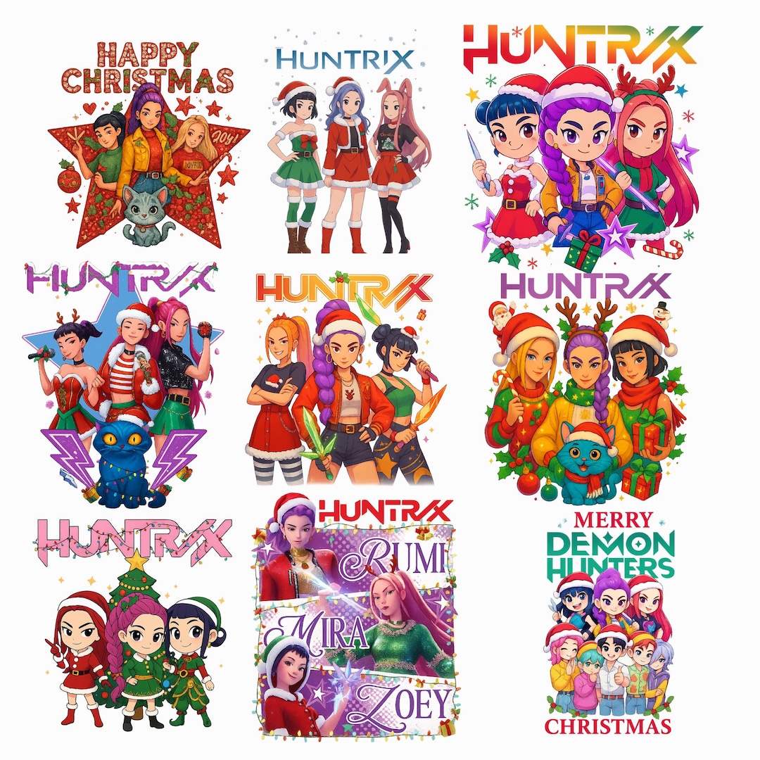 Huntrix Christmas PNG Bundle, Kpop Demon Hunter Girls Png, Demon ...