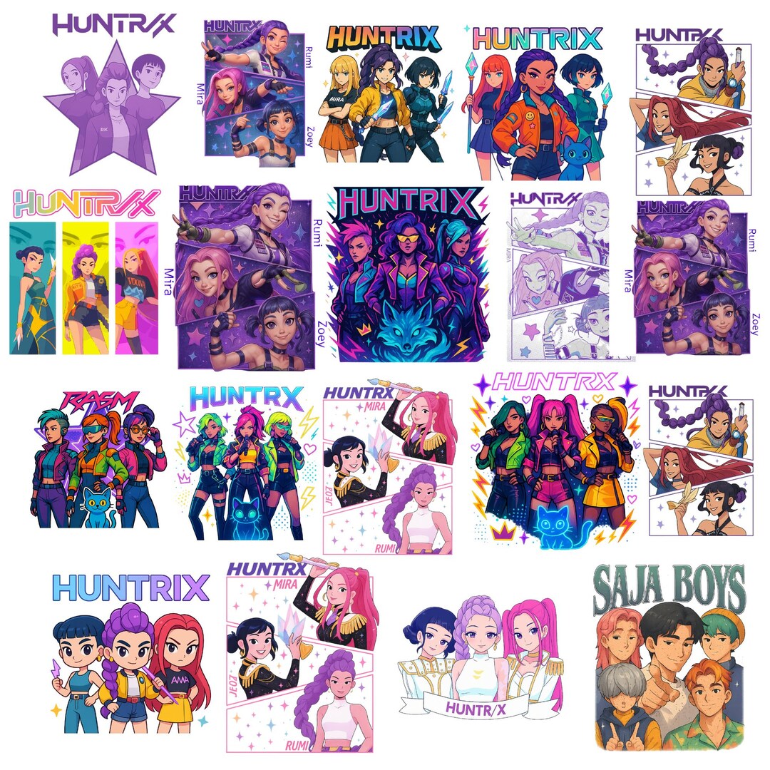200 + Kpop Demon Hunters Png Bundle, Kpop Idol Group Png Design, Girl ...