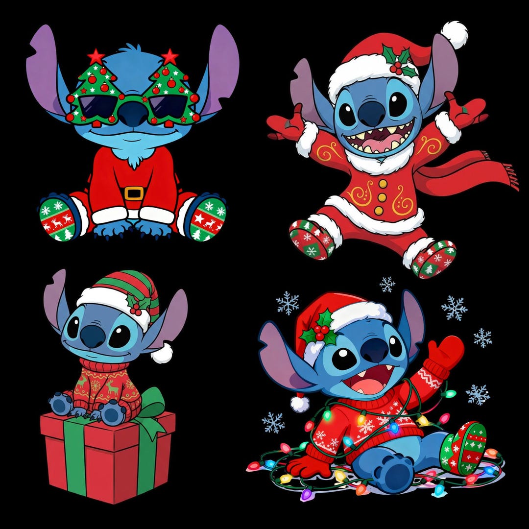 Christmas Stitchmas Bundle Png, Cute Lilo & Stitch Designs, Festive ...