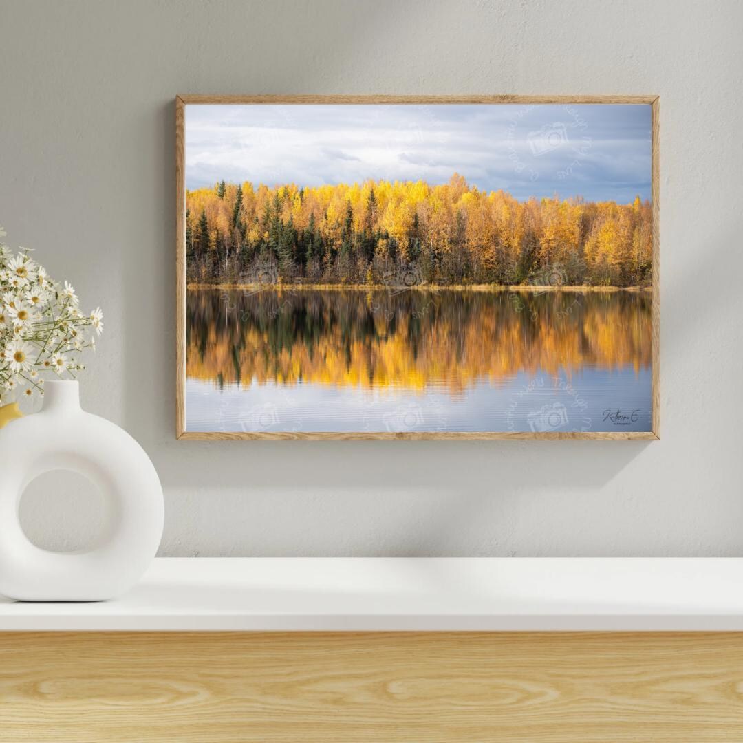 Golden Autumn Reflections – Alaska Fall Landscape Photography Print ...