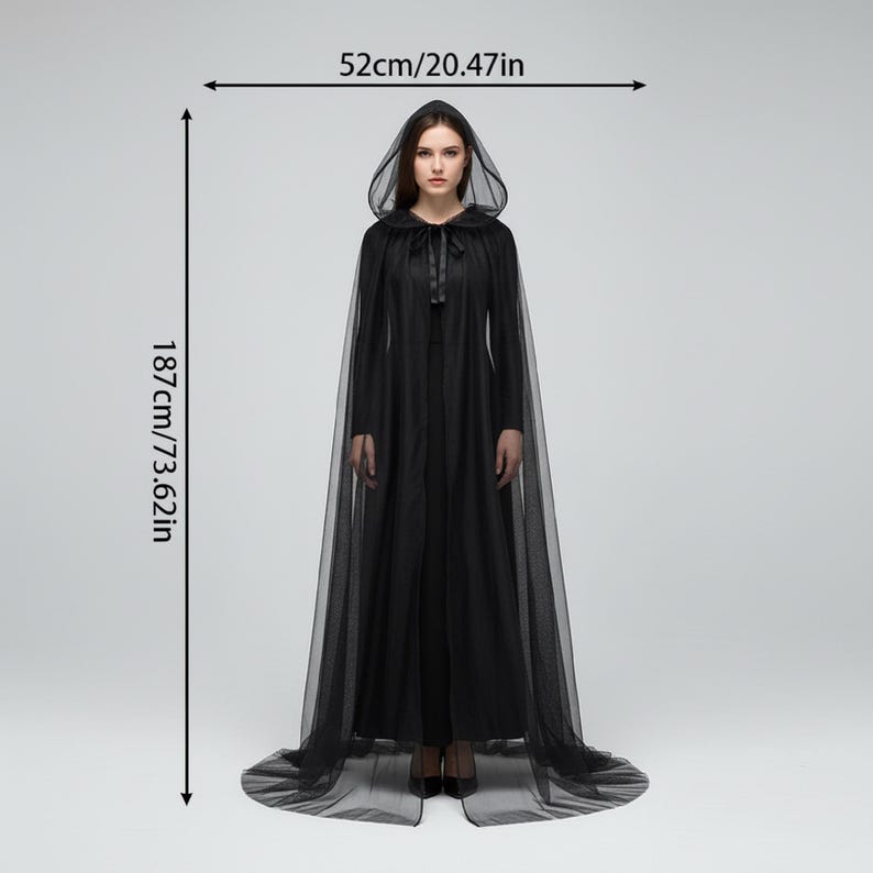 Black Sheer Hooded Cloak: Gothic Vampire Costume Prop - Etsy