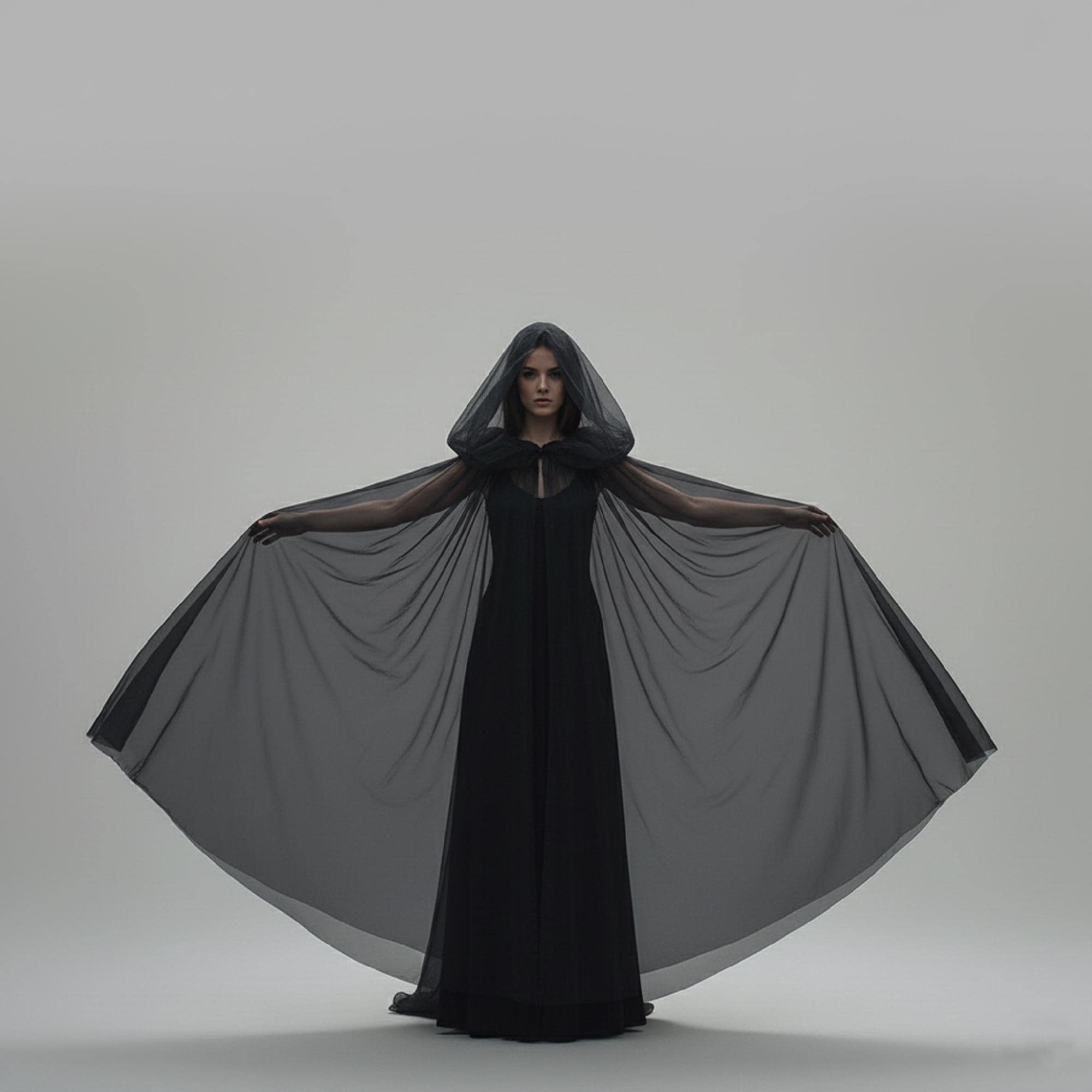 Black Sheer Hooded Cloak: Gothic Vampire Costume Prop - Etsy