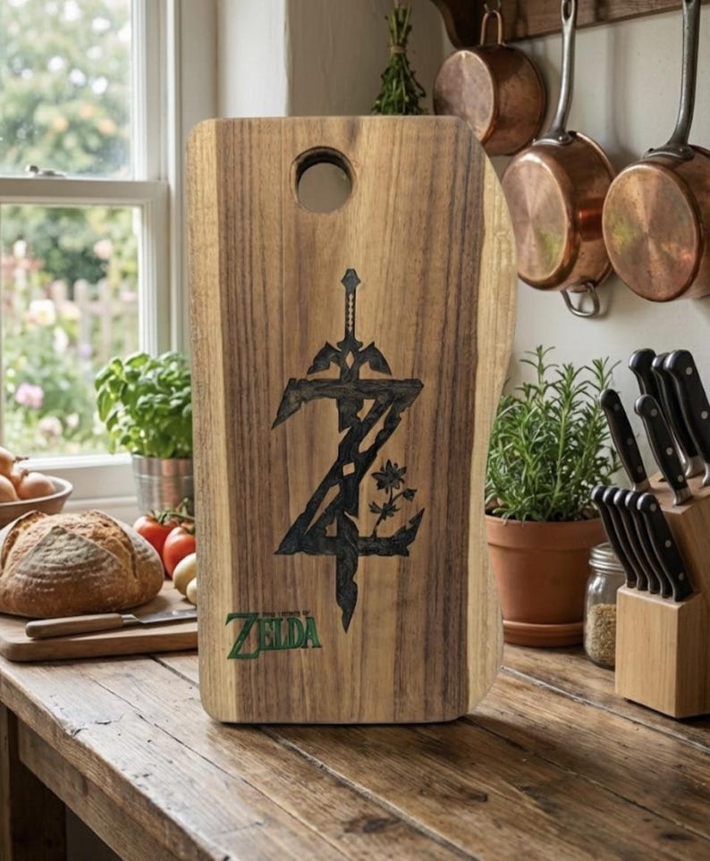 "hylian" Cutting Board - Wood & Epoxy Resin - 35x18cm - Gamer Appetizer ...
