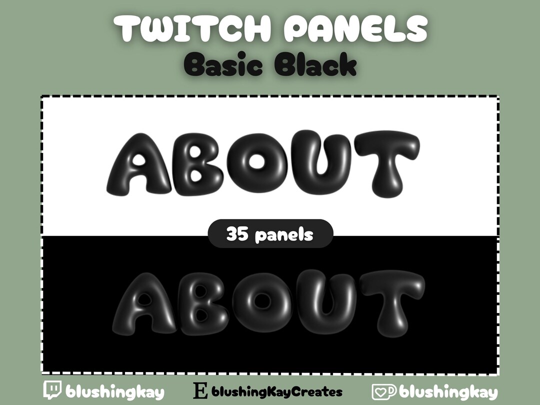 Black 3D Bubble Twitch Panels: 35 Basic Stream Overlays (digital ...