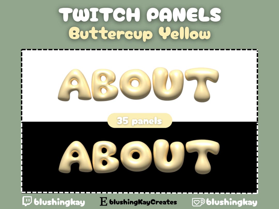 Buttercup Yellow 3D Bubble Twitch Panels: 3D Pastel Stream Overlays ...