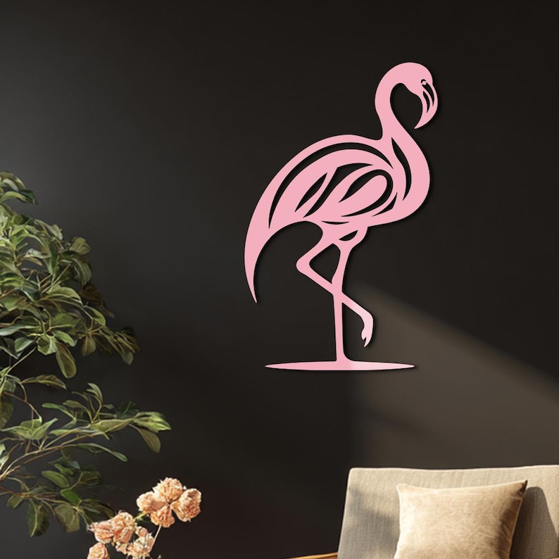 Flamingo, Modern Tropical, Metal Wall Art, Girlpower - Etsy