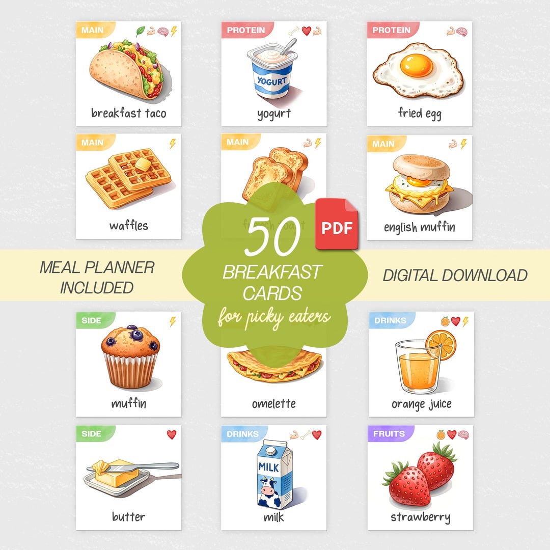 Kids Breakfast Choice Board Printable | Visual Meal Planner for Picky ...