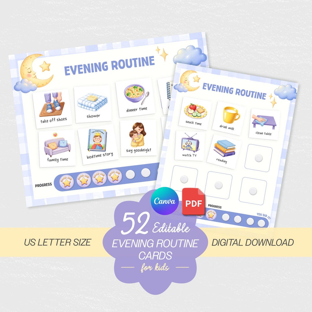 Editable Evening Routine Visual Cards for Therapists Classroom Routine ...