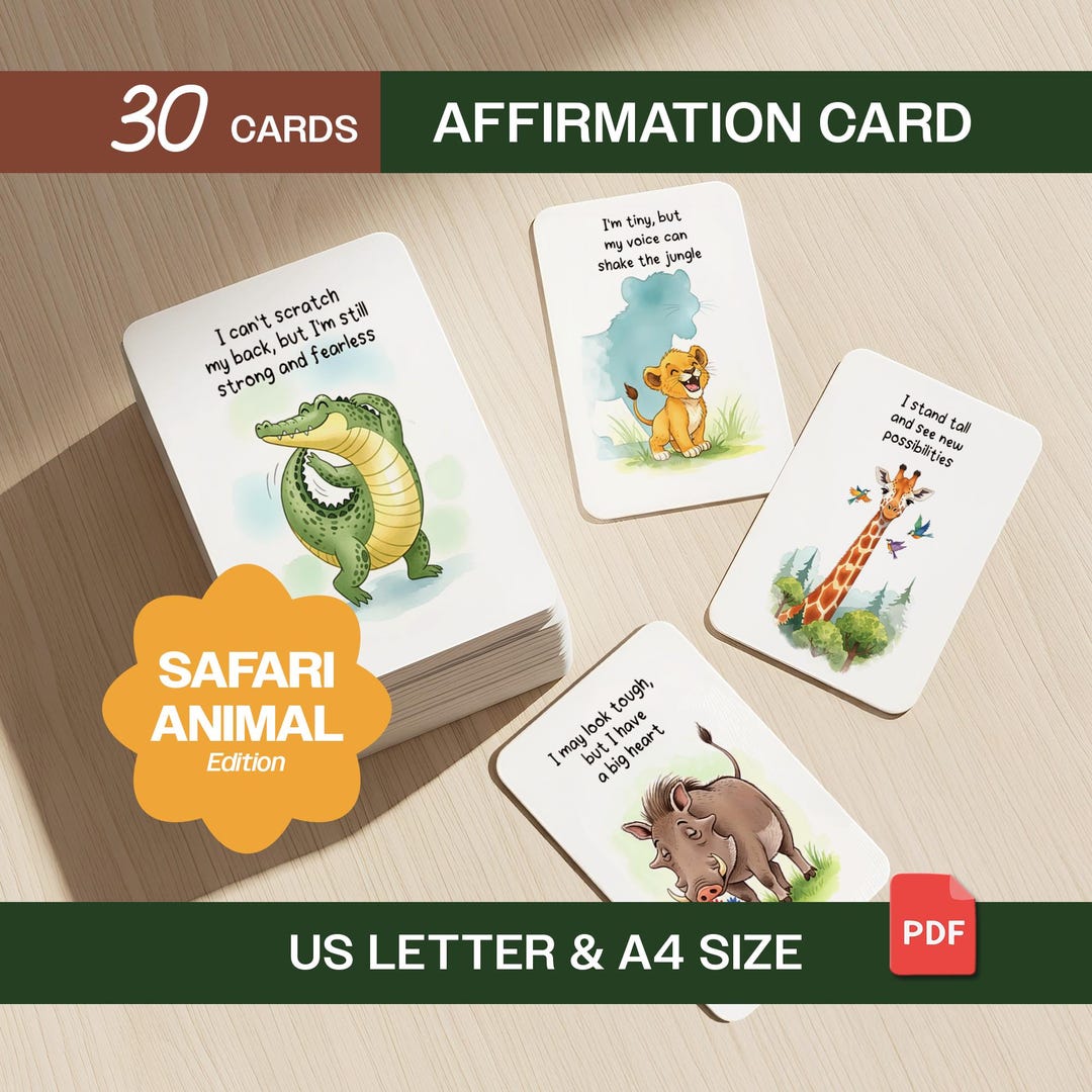 Safari Animal Affirmation Cards for Kids | Fun Facts (PDF Printable) - Etsy