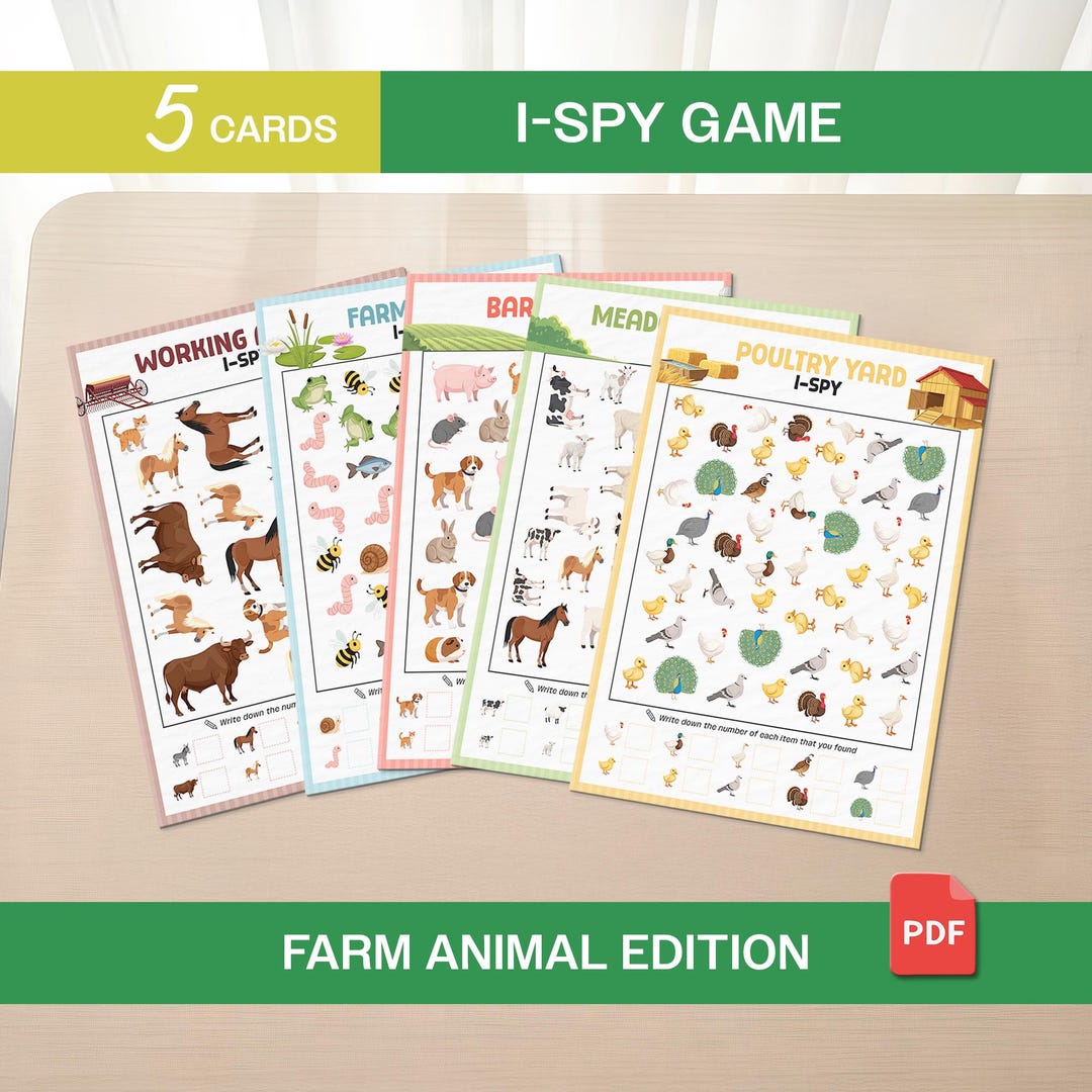 I-spy Farm Animal Activity Pack | 5 Category Worksheets: Meadow, Coop ...