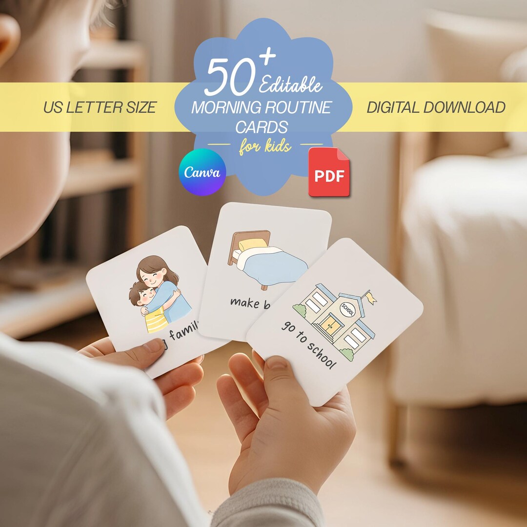 Editable Daycare Morning Routine Visual Cards for Multilingual Daily ...