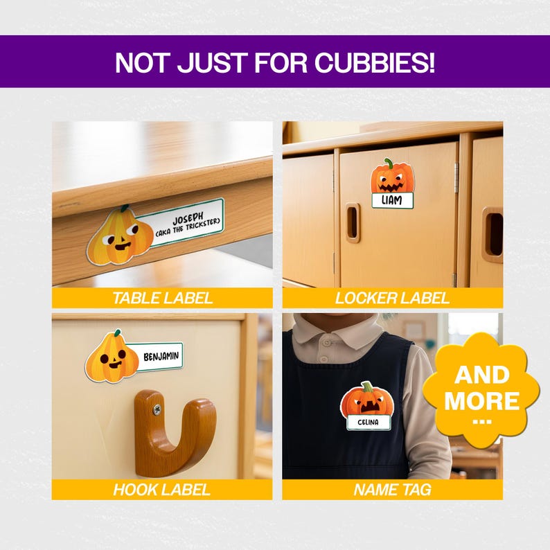 Halloween Pumpkin Cubby Tags: Editable Name Labels, Classroom Decor ...