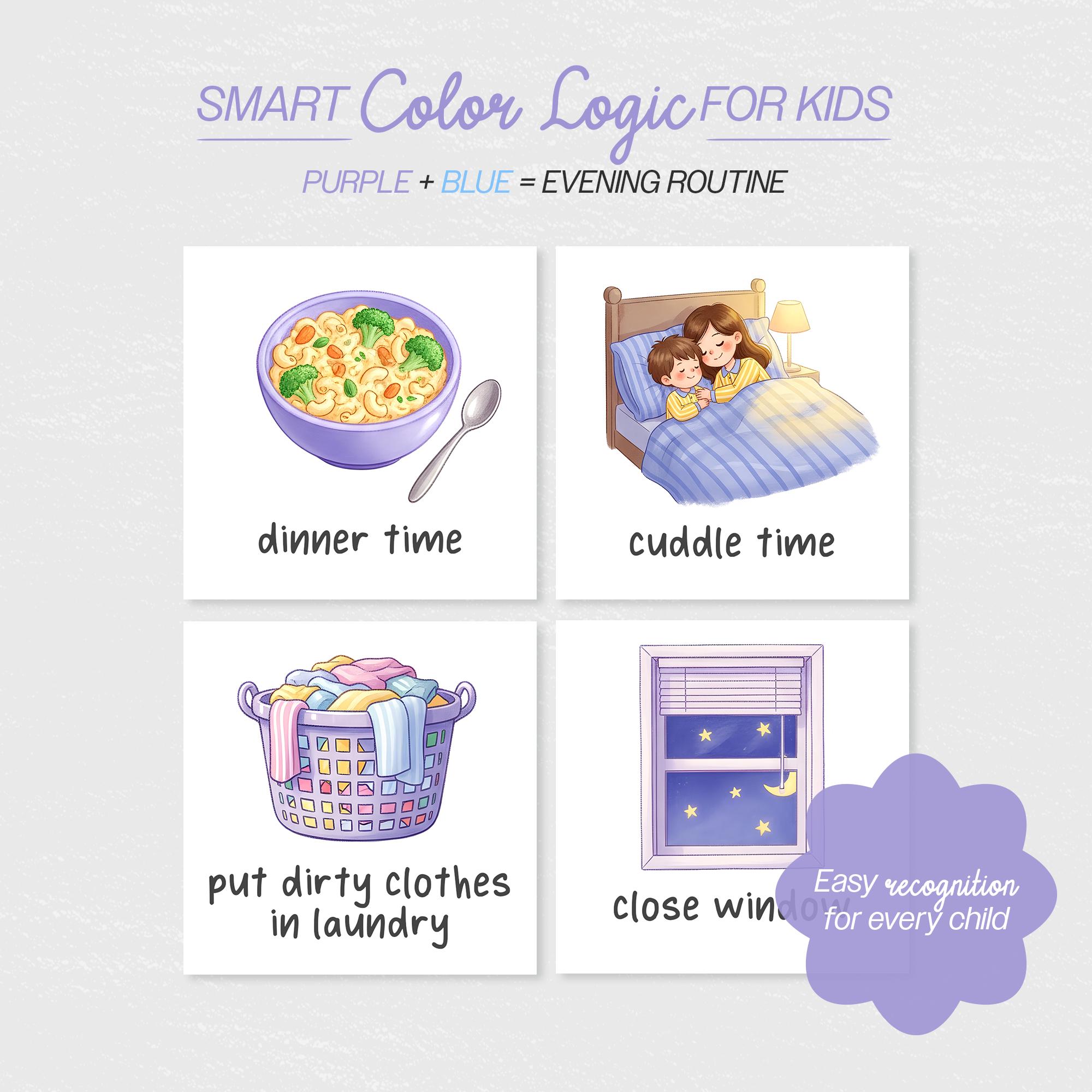 Visual Evening Routine Cards for Kids With Autism ADHD Printable ...