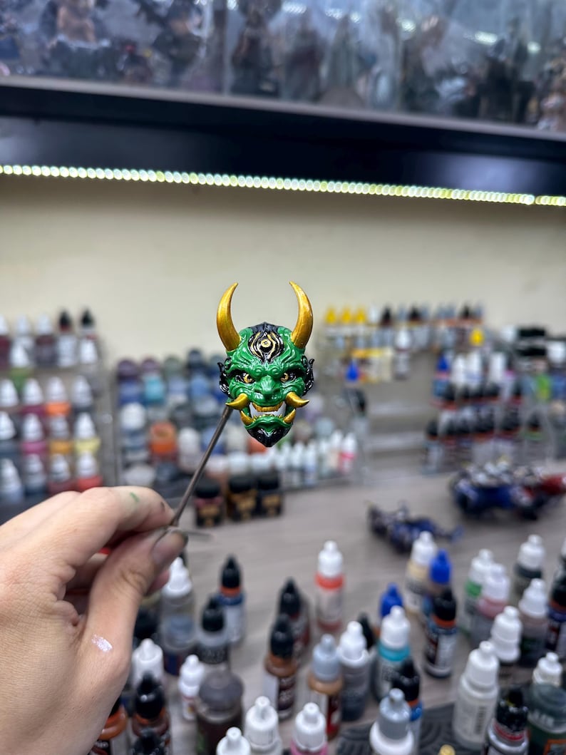 Oni Mask Hand Painted 3D Resin Japanese Traditional Art - Etsy