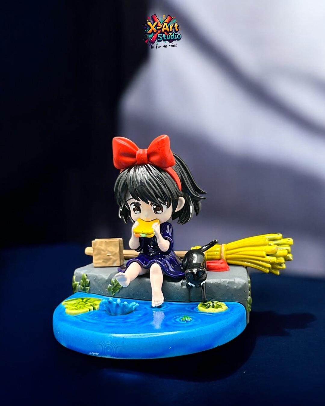 Kiki & Jiji Chibi Figure - Kiki's Delivery Service Ghibli Art - Hand ...