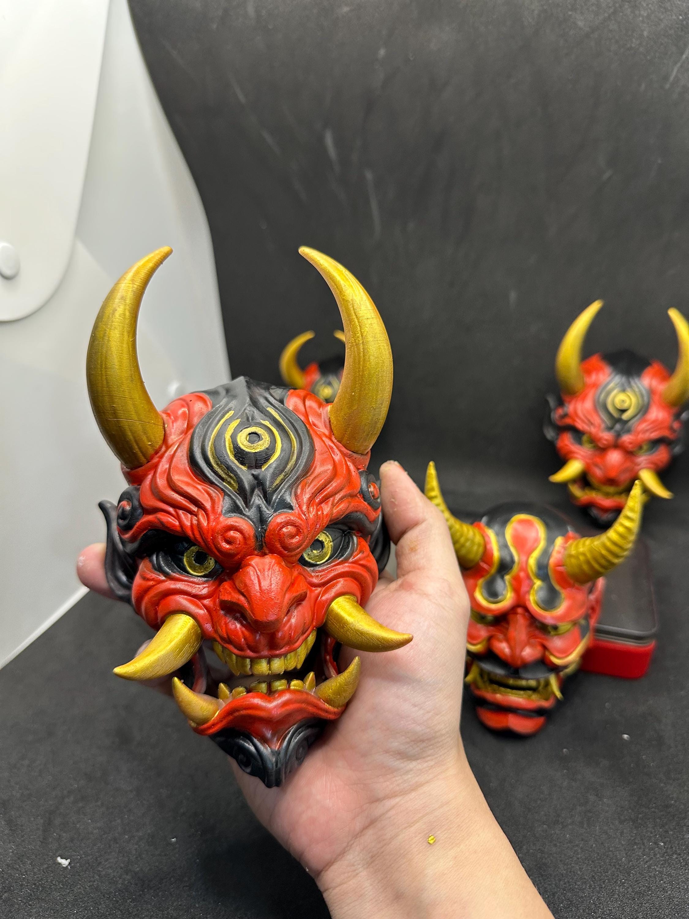 Oni Mask Hand Painted 3D Resin Japanese Traditional Art - Etsy