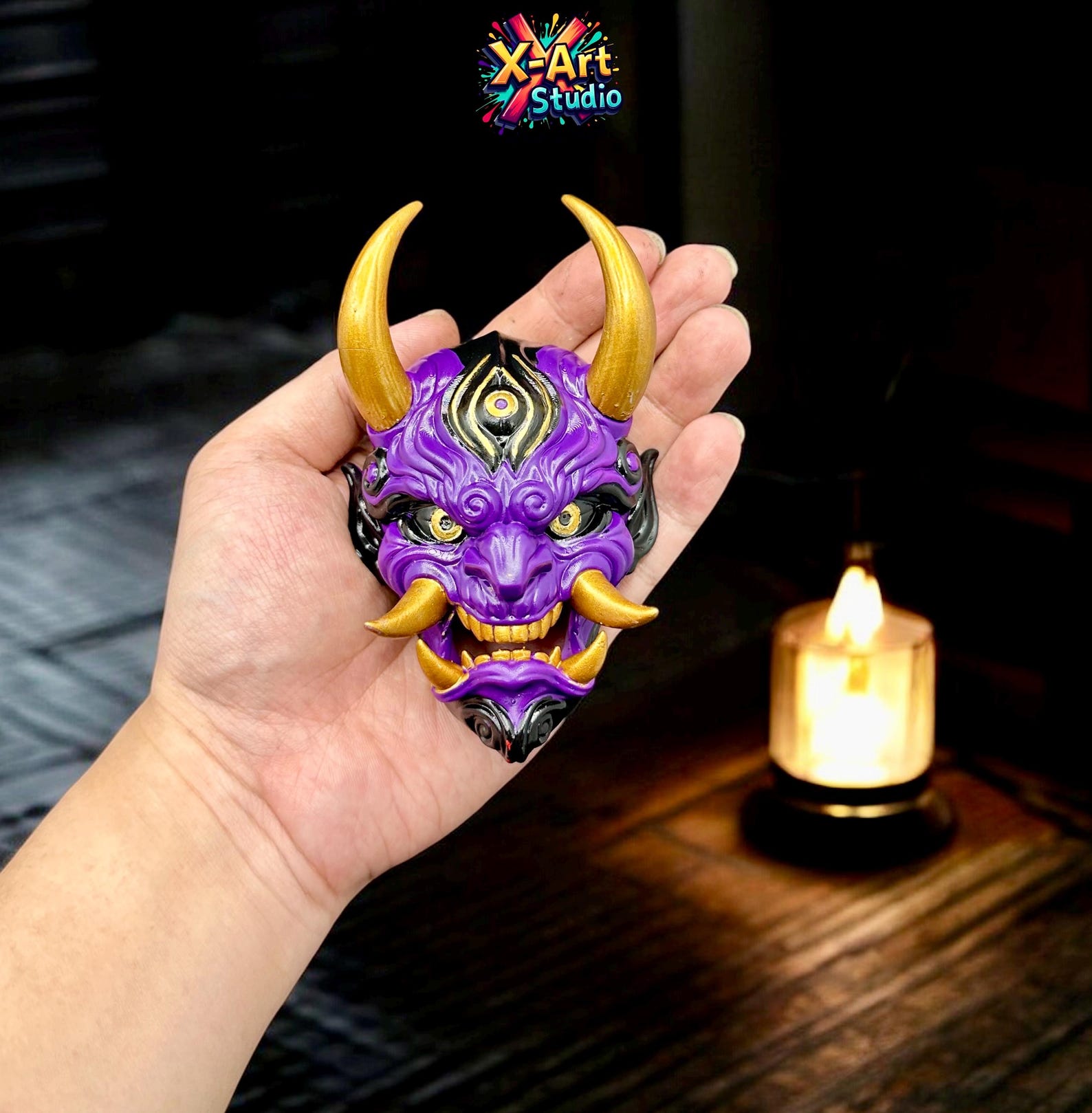 Oni Mask Hand Painted 3D Resin Japanese Traditional Art - Etsy
