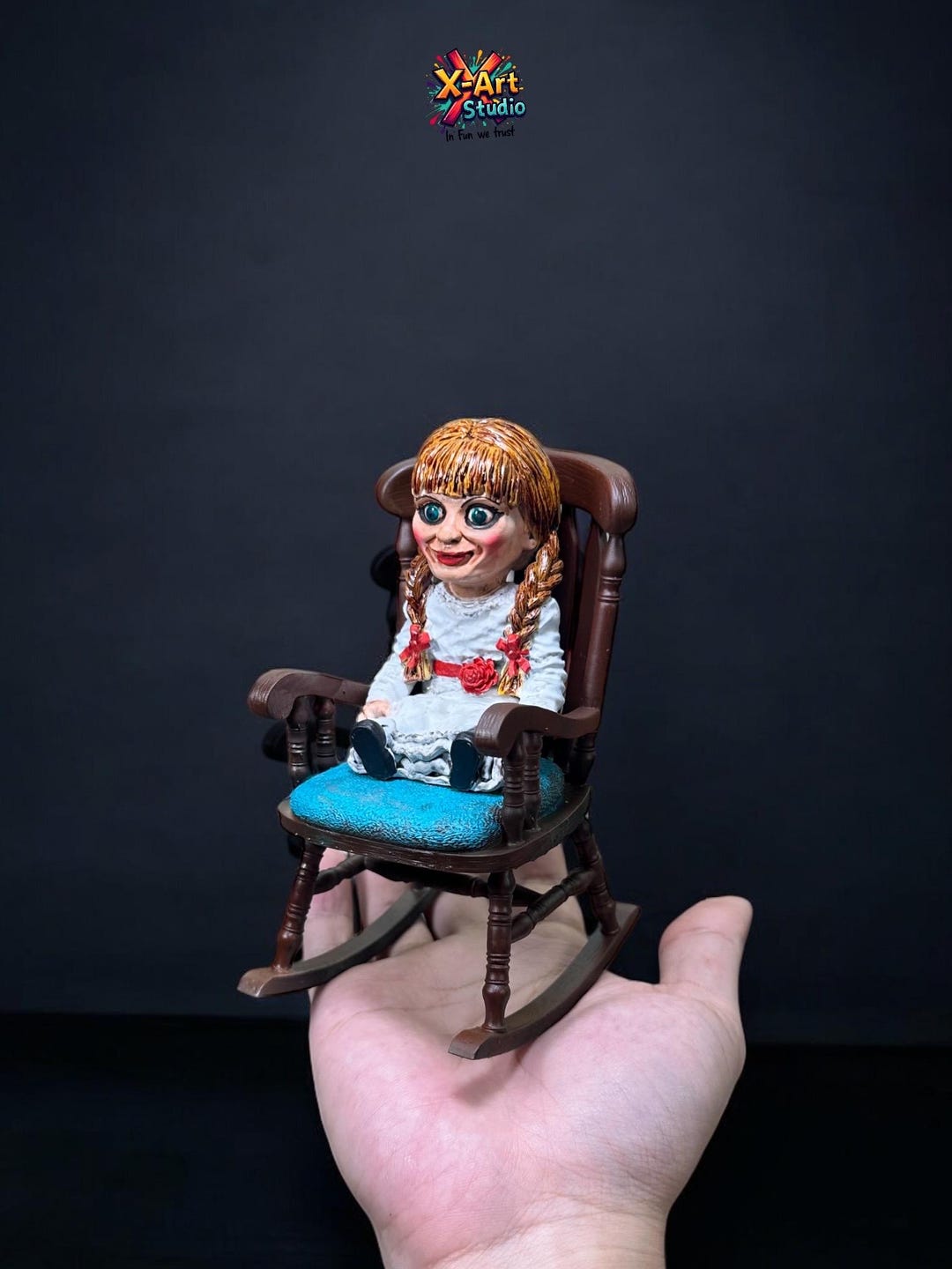 Annabelle on Rocking Chair: Hand-painted 3D Resin Horror Figure - Etsy