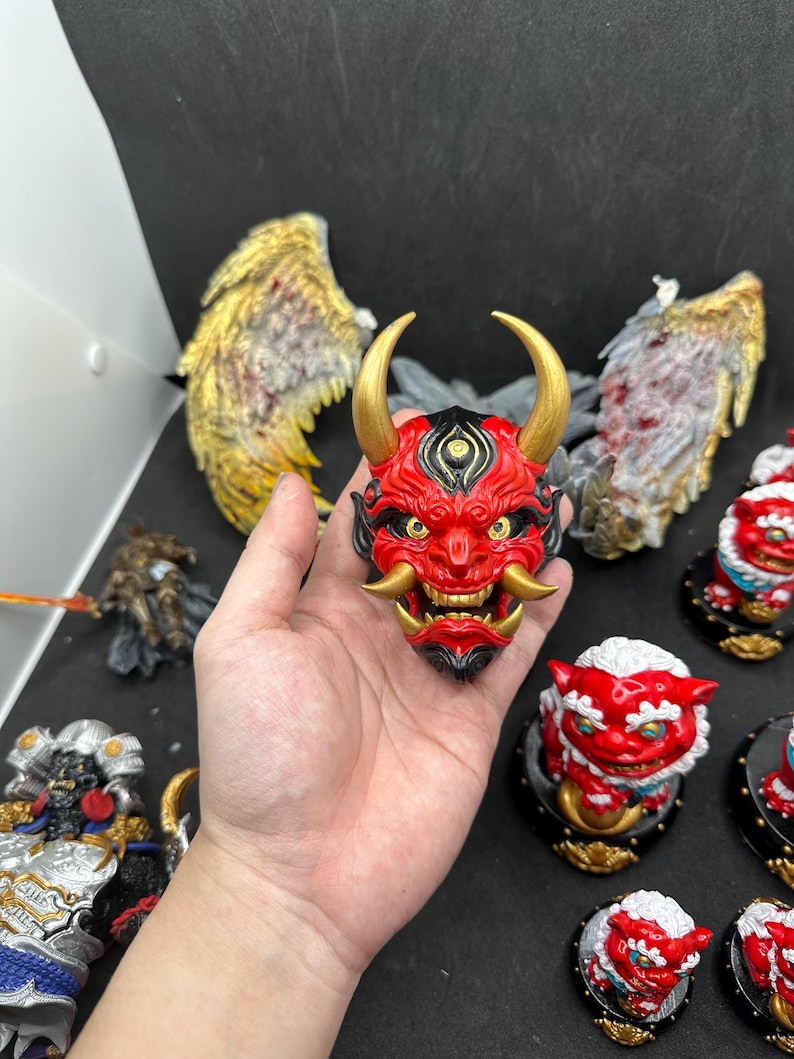 Oni Mask Hand Painted 3D Resin Japanese Traditional Art - Etsy