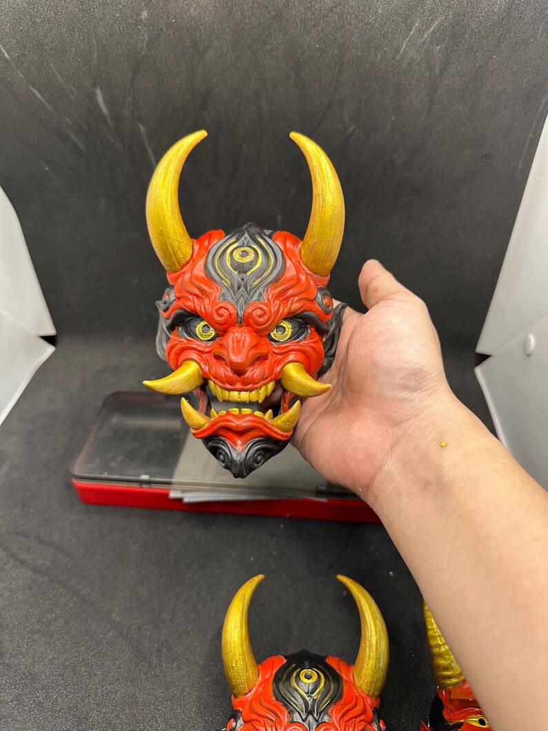Oni Mask Hand Painted 3D Resin Japanese Traditional Art - Etsy