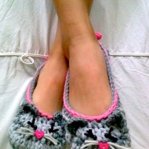 Women's Kitty Cat Slippers Crochet Pattern #201 PDF Instant Download ...