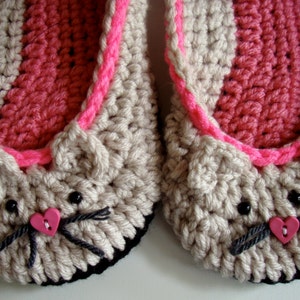 Women's Kitty Cat Slippers Crochet Pattern #201 PDF Instant Download ...