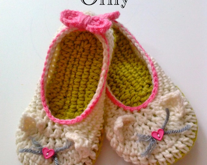 Kitty Cat Slippers Crochet Pattern #207 PDF Instant Download Toddler ...