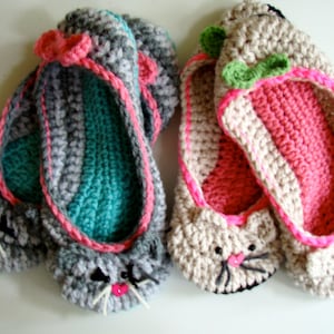 Kitty Cat Slippers Crochet Pattern #207 PDF Instant Download Toddler ...