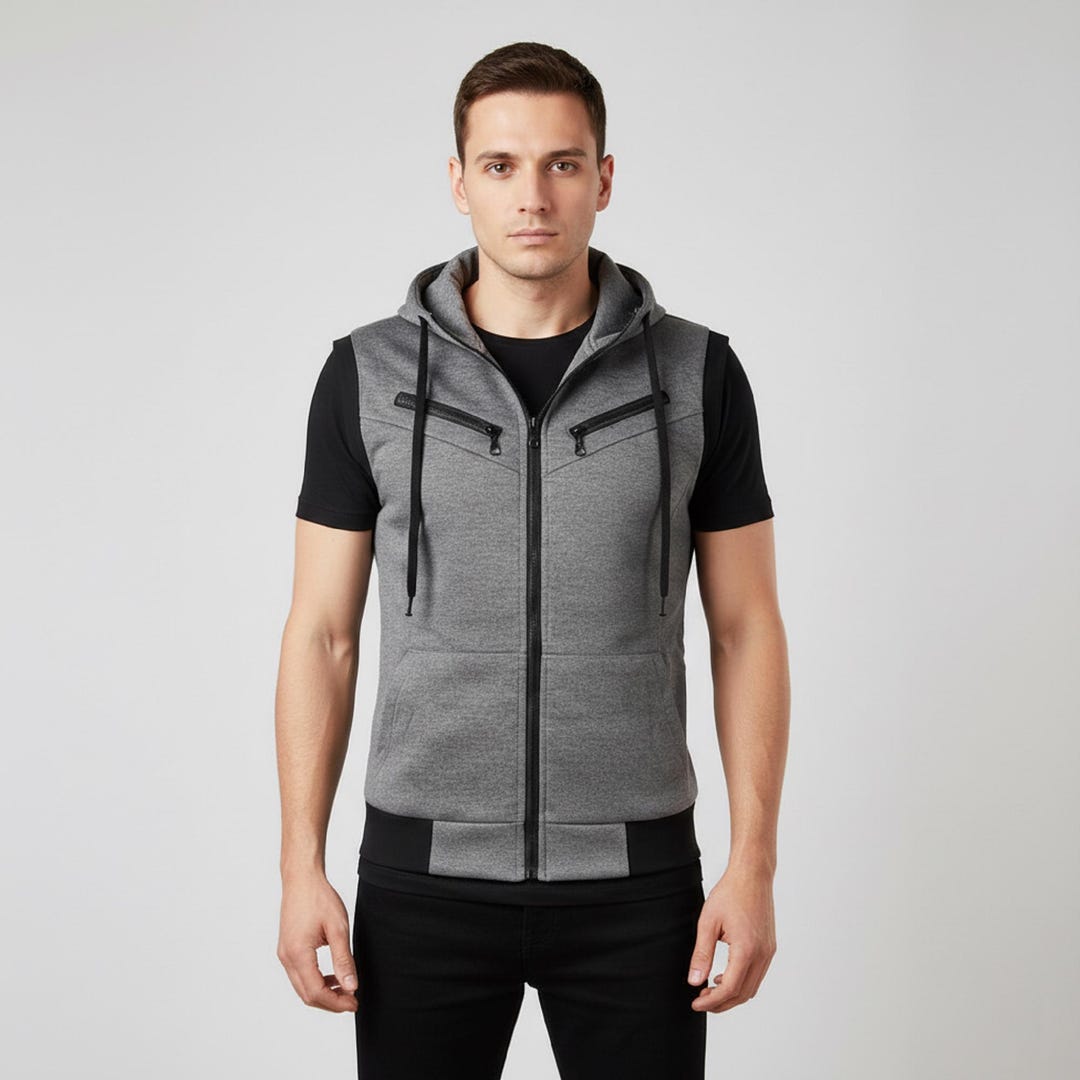 Men's Techwear Sleeveless Hoodie Vest: Full Zip Athletic Gilet - Etsy