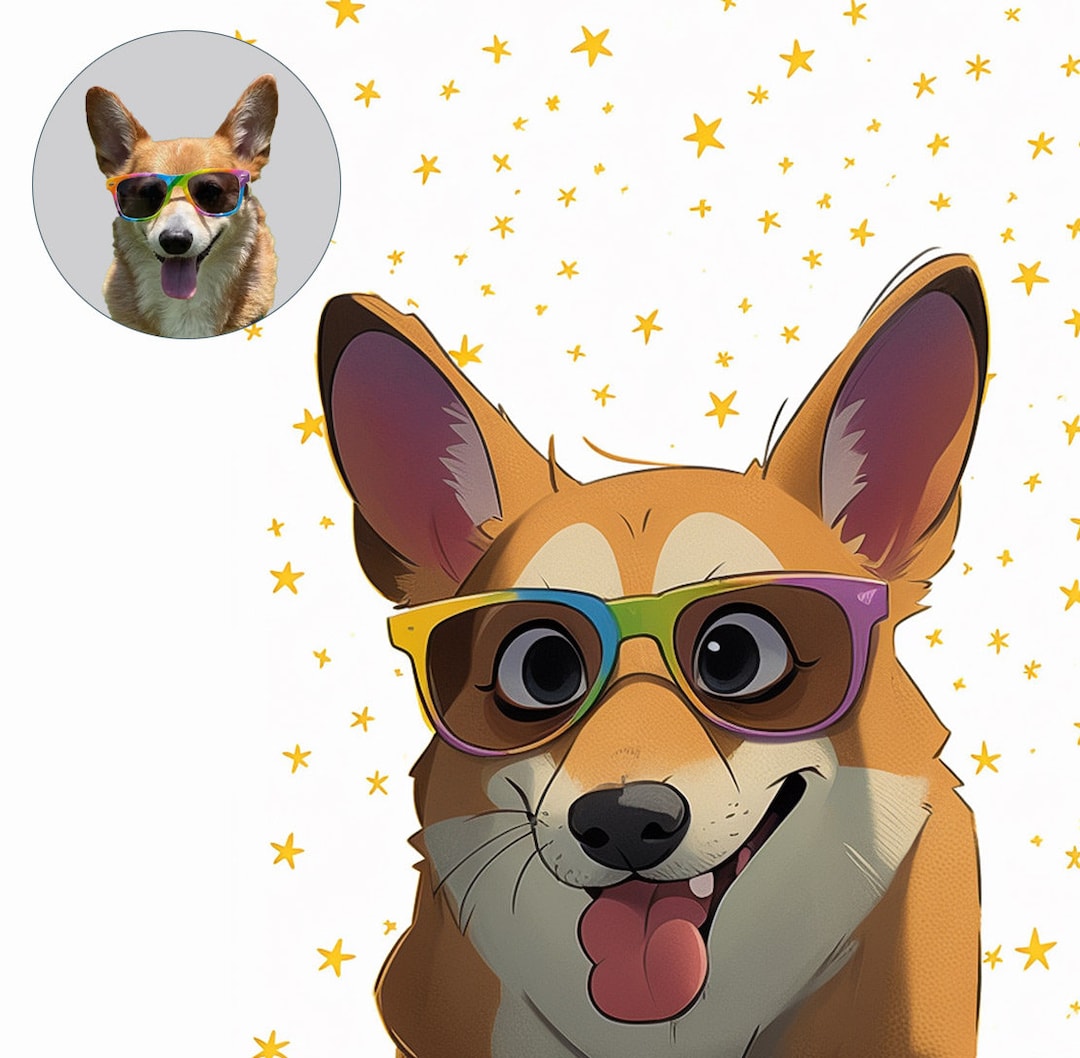 Custom Cartoon Pet Digital Portrait - Etsy