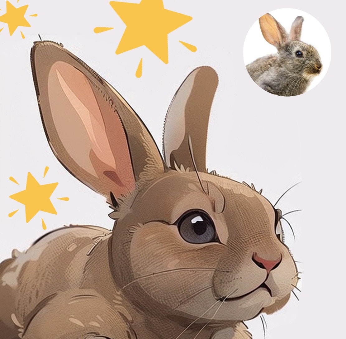 Custom Cartoon Pet Digital Portrait - Etsy