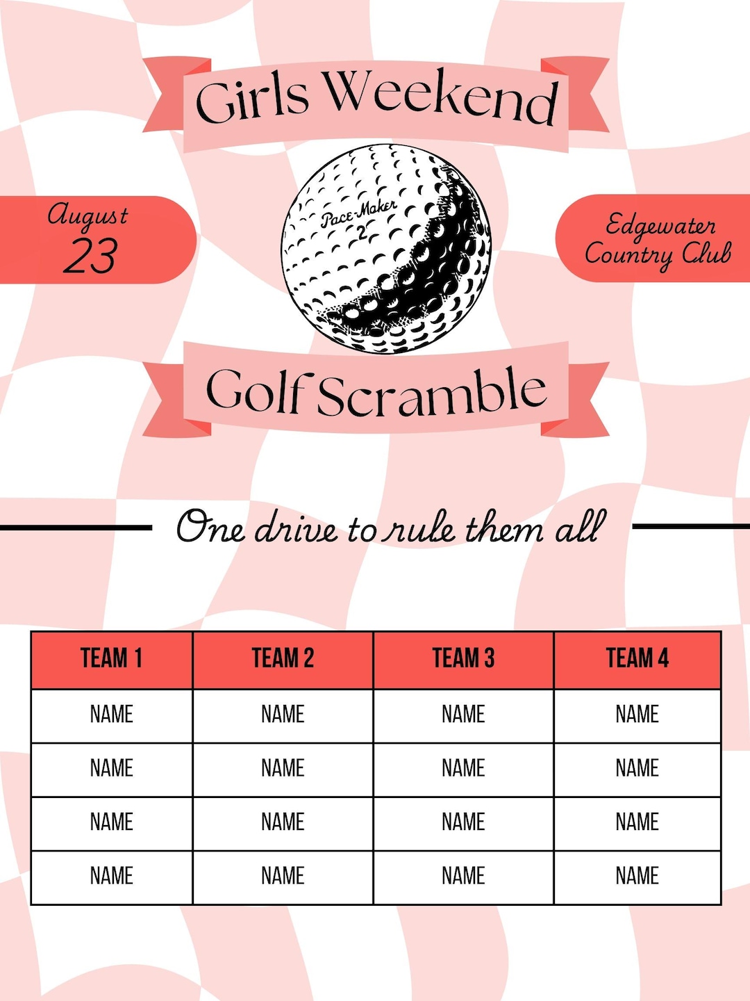 Golf Scramble Scorecard, Game Rules and Team Listing - Etsy