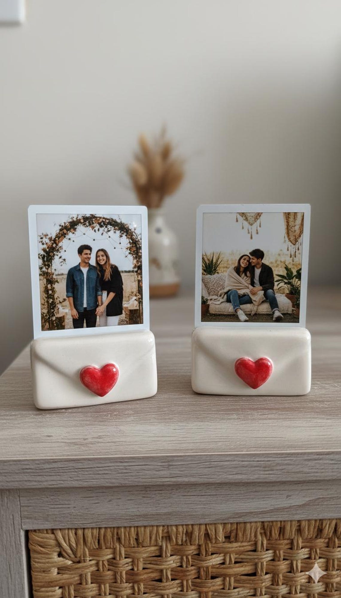 Set of 2 Ceramic Envelope Photo Holders, Love Letter Picture Stand With ...