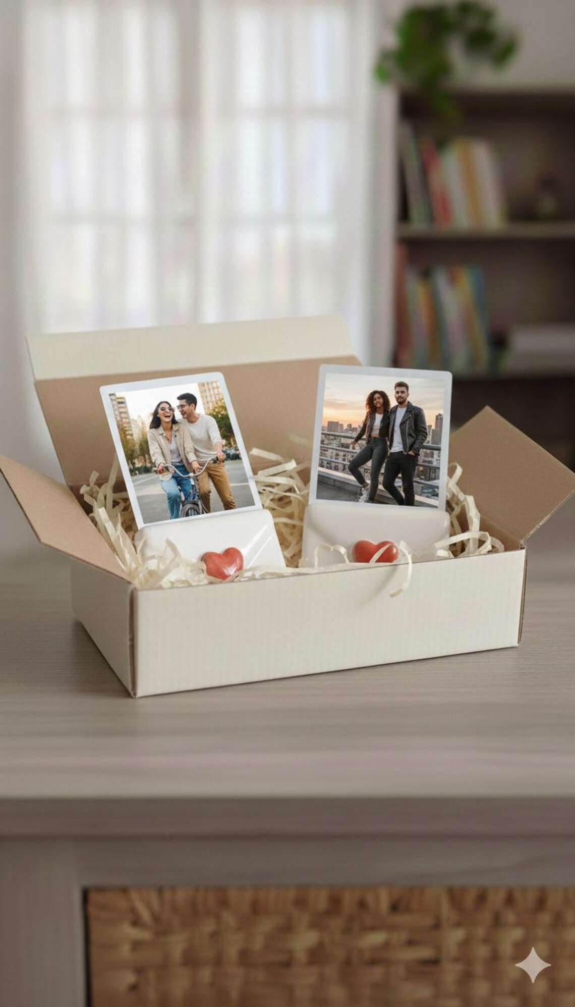 Set of 2 Ceramic Envelope Photo Holders, Love Letter Picture Stand With ...
