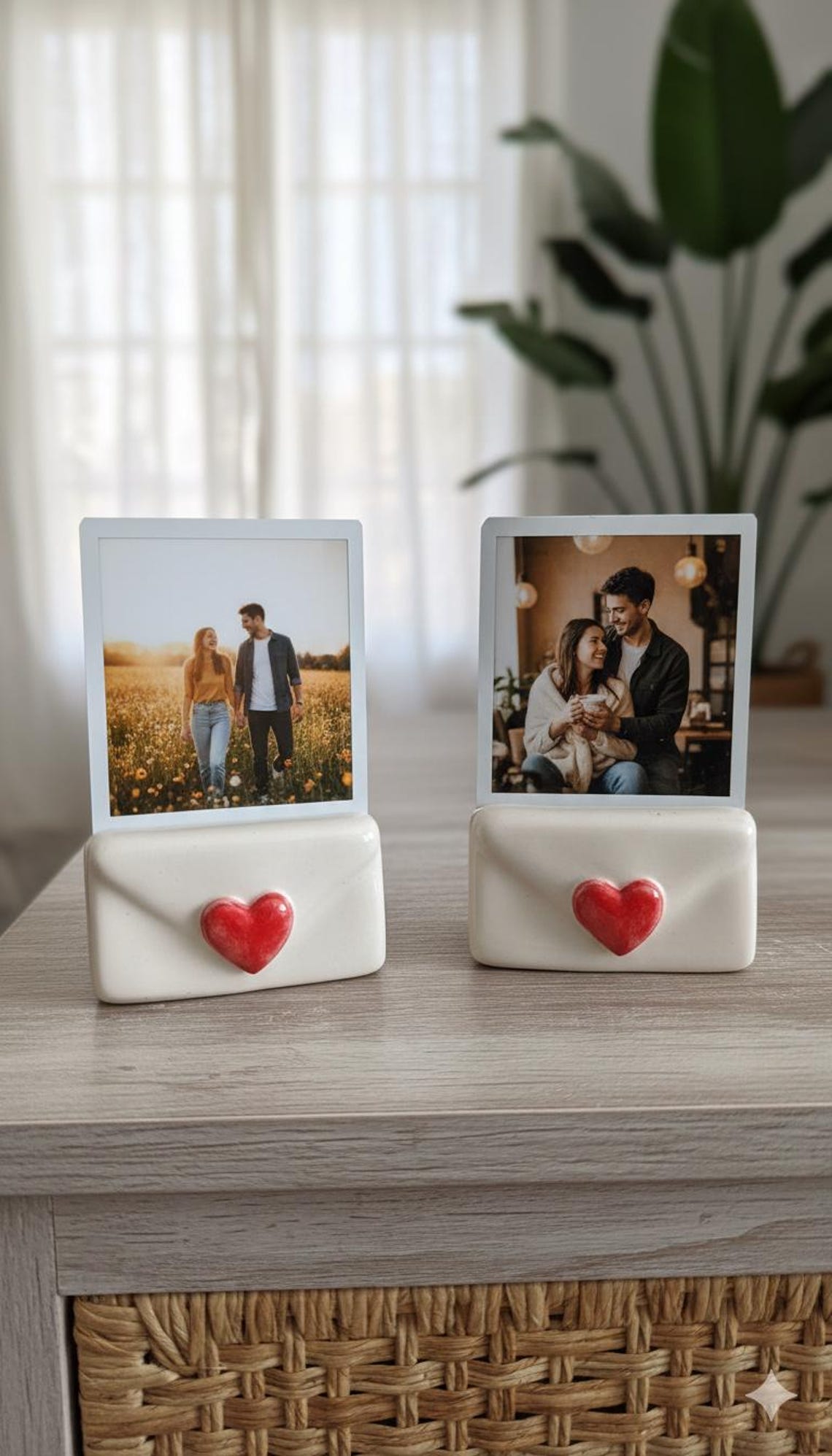 Set of 2 Ceramic Envelope Photo Holders, Love Letter Picture Stand With ...