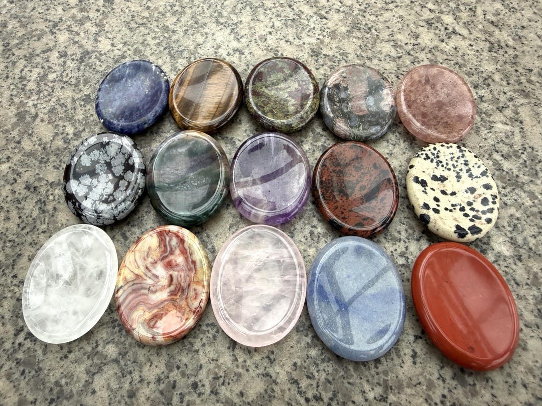 Smooth Handmade Crystal Worry Stone, Anxiety Relief Pocket Stone ...