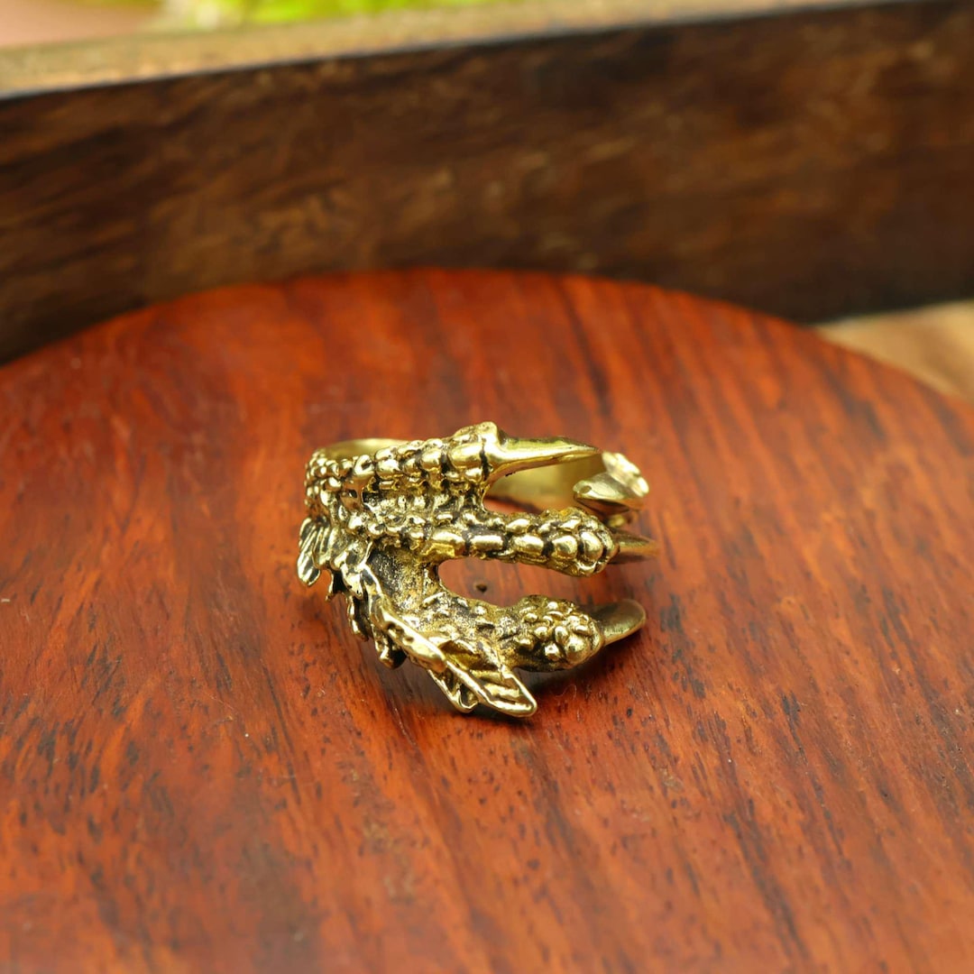 Gold Dragon Talon Ring, Eagle Claw Jewelry, Grasping Beast Ring, Gothic ...