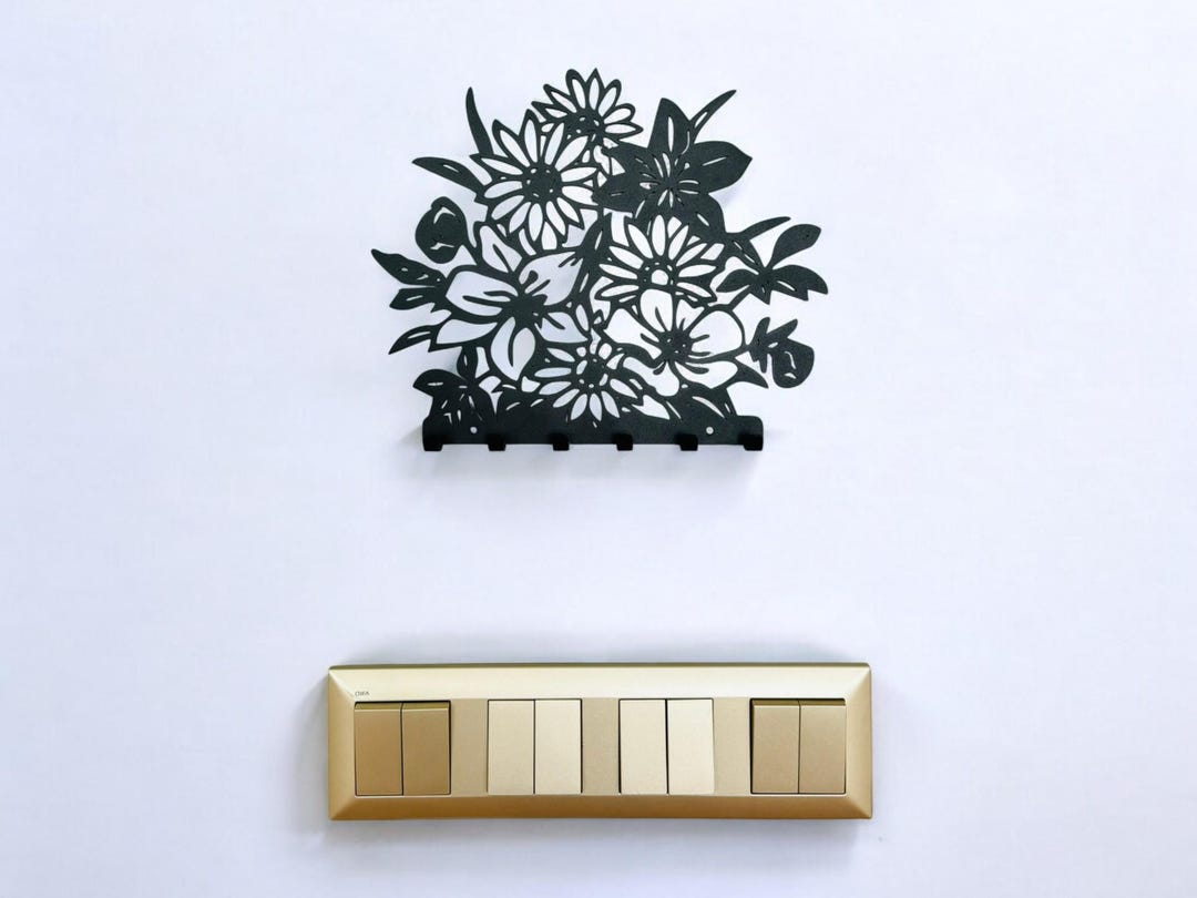 Flower Bouquet Metal Wall Key Holder – Handmade Key Rack for Entryway ...