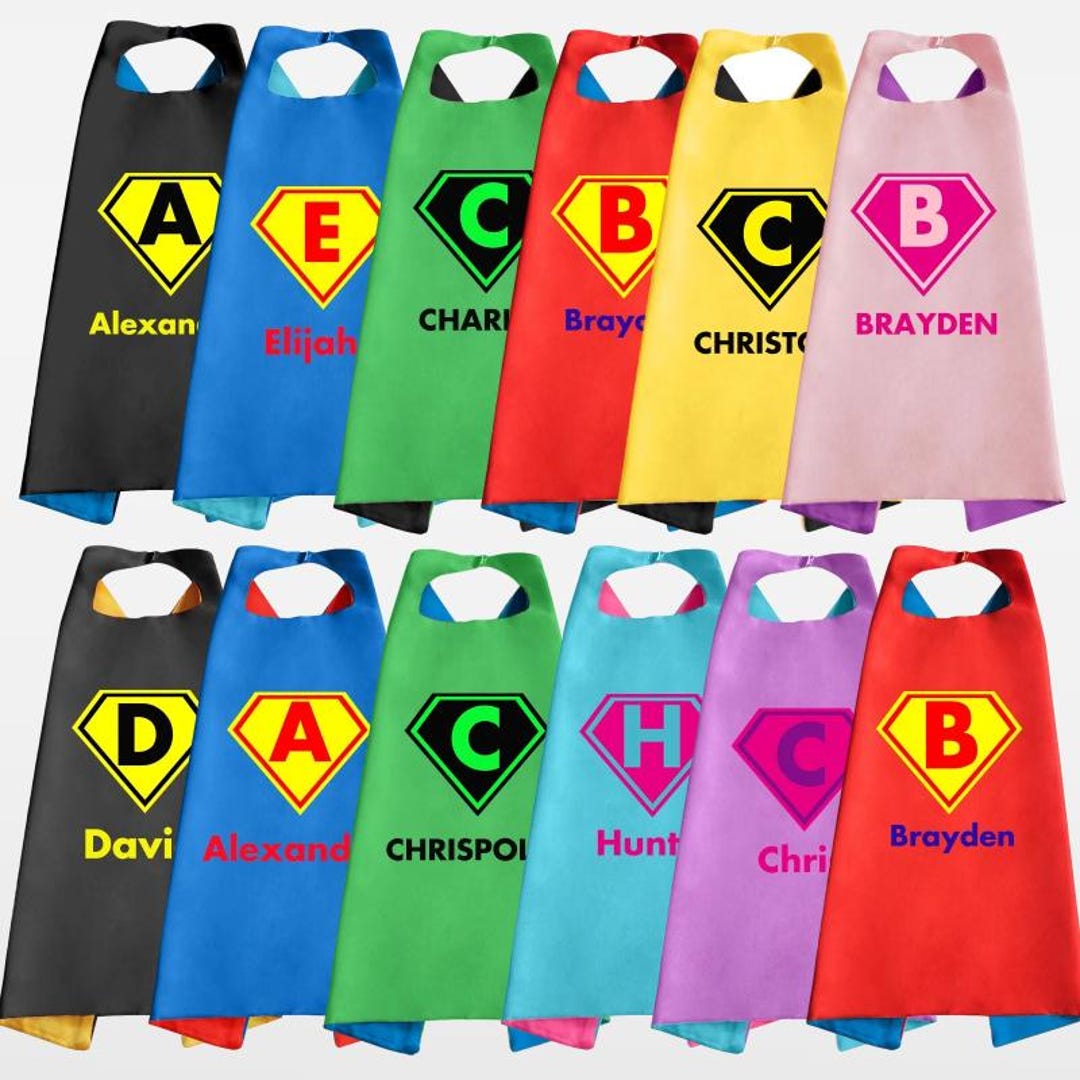 Personalized Initial Superhero Cape With Mask Custom Initial and Full ...