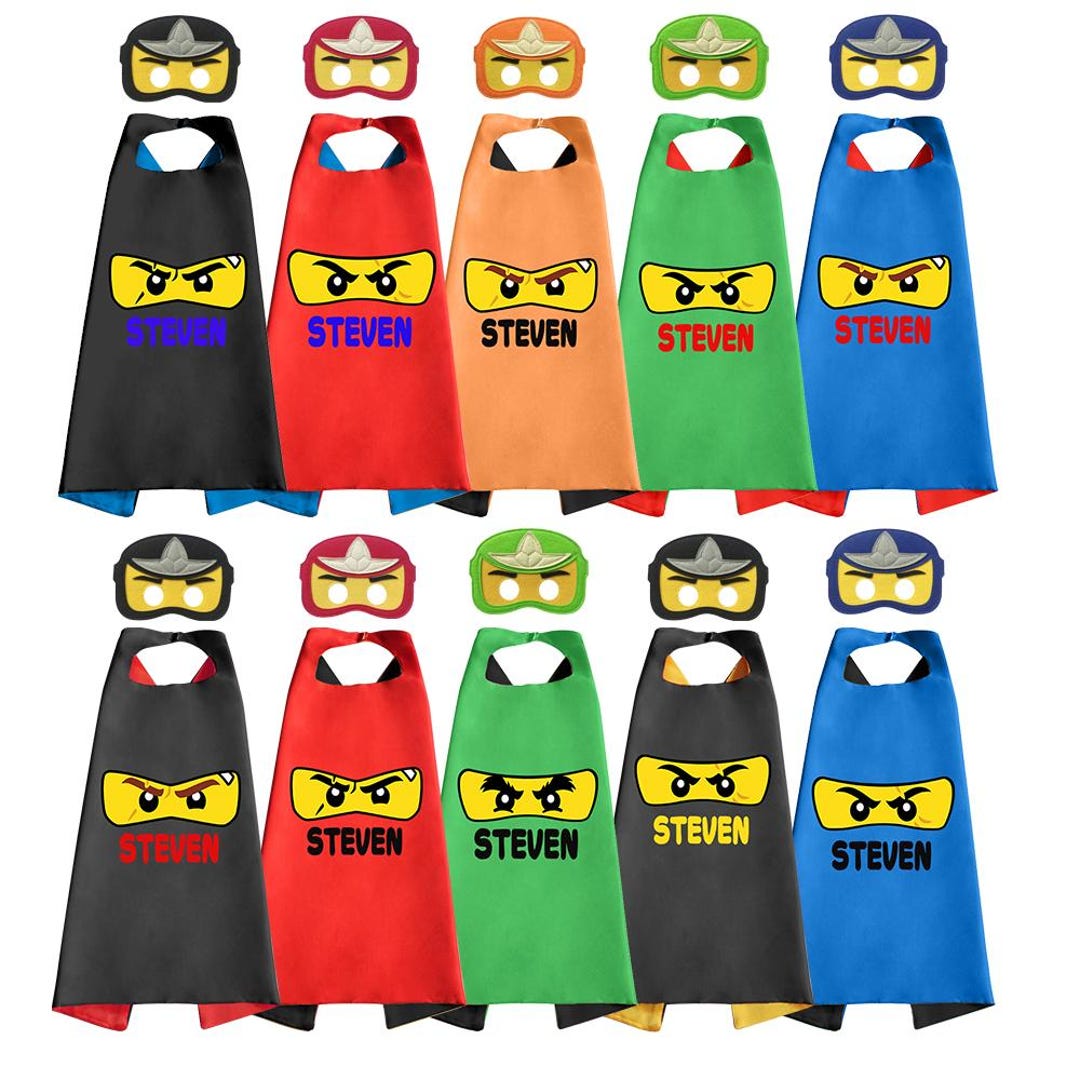 Personalized Name Kids Ninja Cosplay Costume Superhero Cape and Mask ...