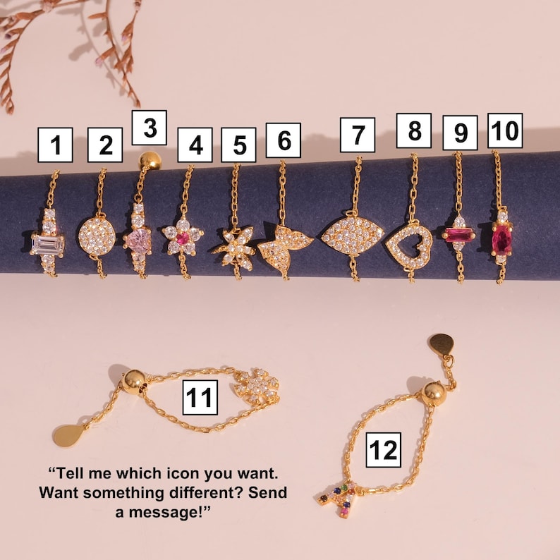 Custom Chain Ring: Adjustable Gold Band With Charm - Personalized ...