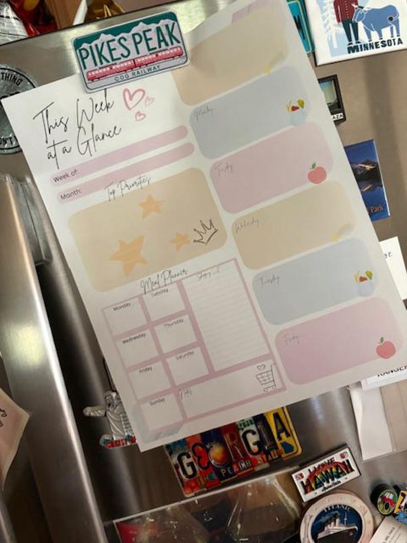 Weekly Meal & Life Planner | Printable PDF | Cute Pastel Grocery List ...